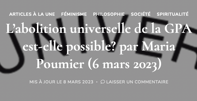 L’abolition universelle de la GPA est-elle possible? - Declaration of Casablanca for the ...